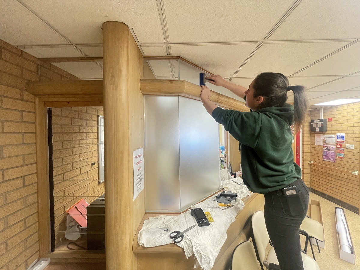 Frosted window film installation on a doctors surgery. | Cheltenham ...